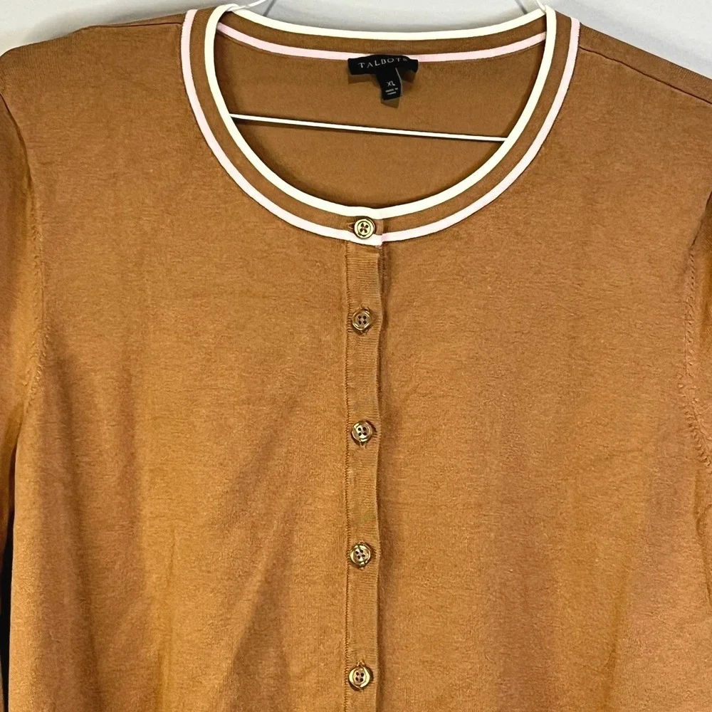 Talbots | Sweaters | Talbots Xl Charming Tipped Cardigan 34 Slv Cafe Au ...